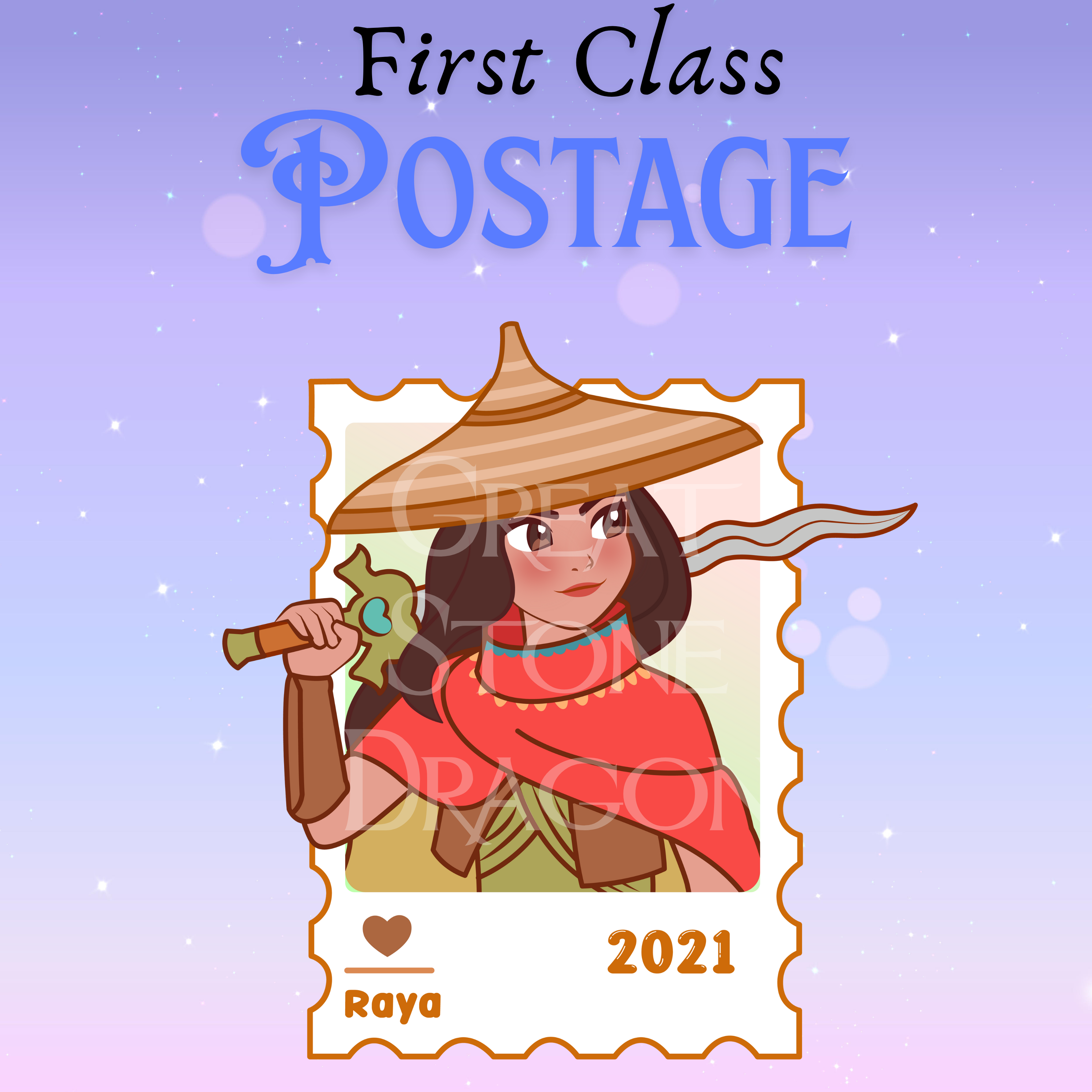 Raya– First Class Postage Sticker – Great Stone Dragon