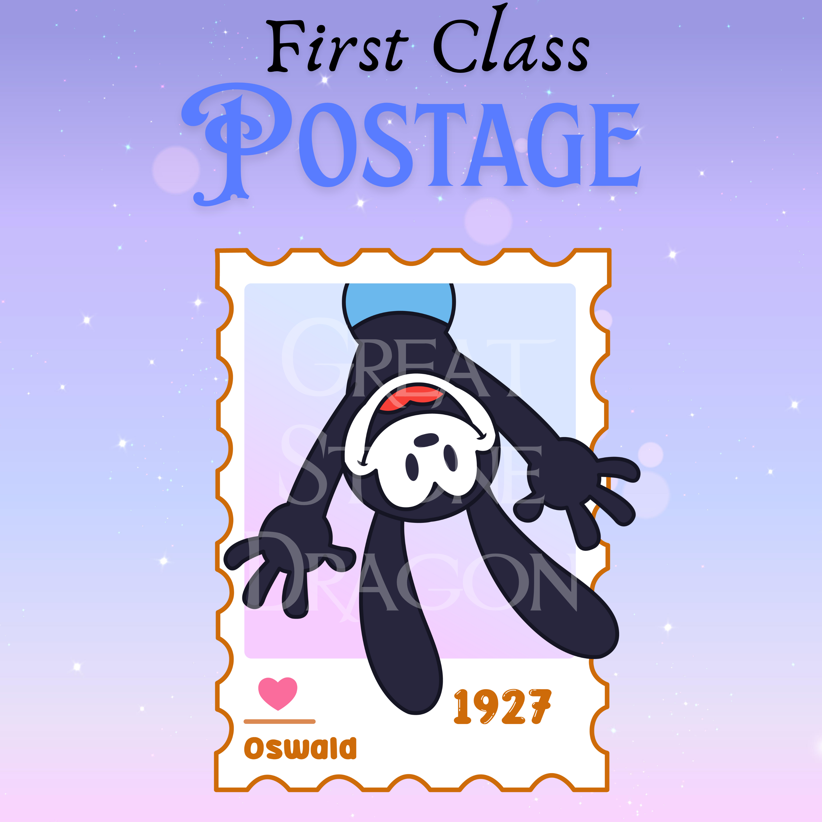 Oswald– First Class Postage Sticker – Great Stone Dragon